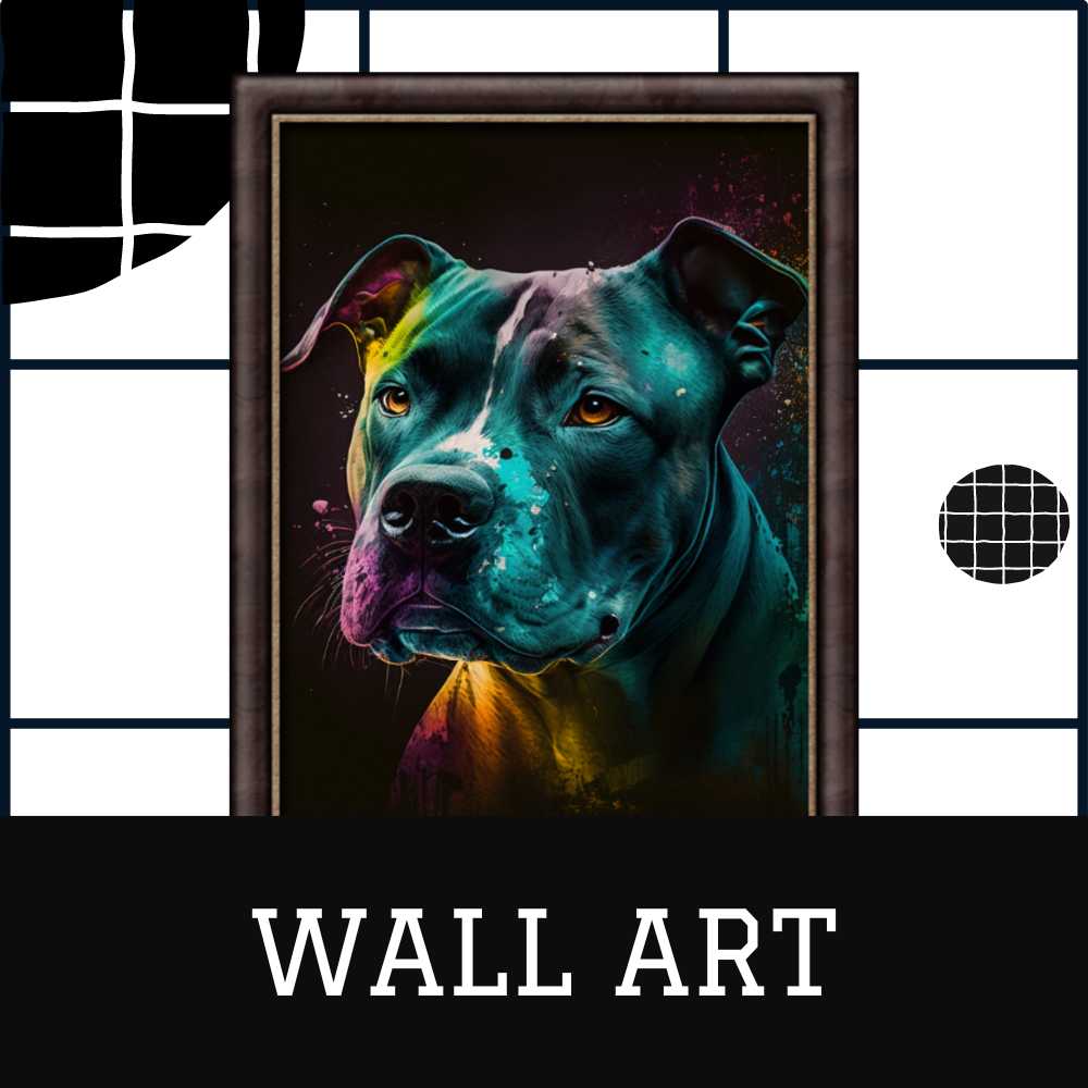 Pit bull Wall Art Collection - Expressive and Vibrant Canine Decor ...